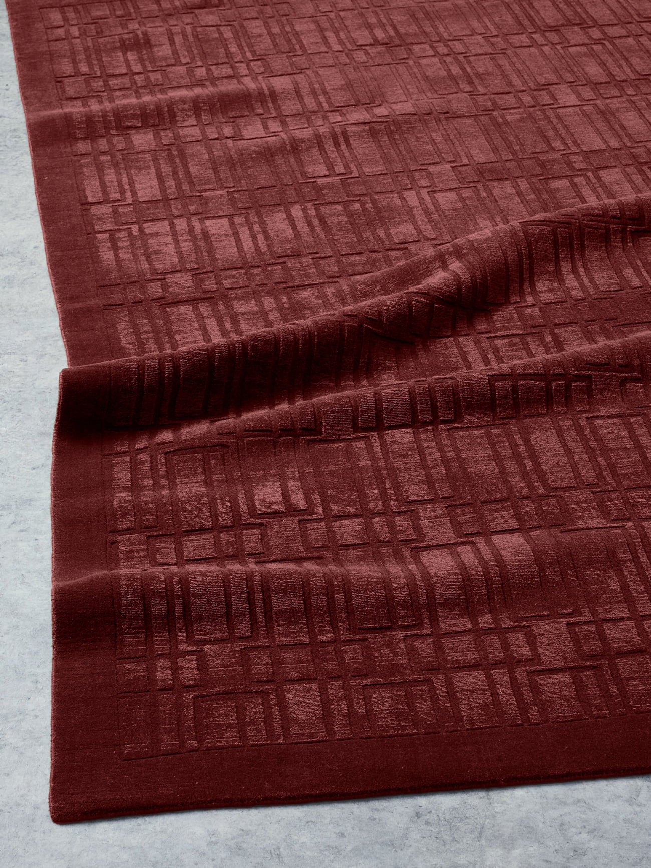 Tait Embossed Dark Cherry Rug | TRIBE HOME